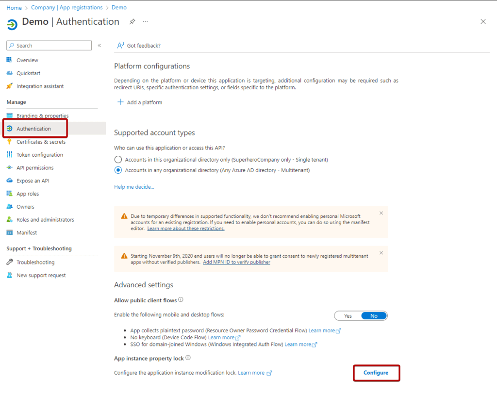 Azure AD Property Lock Prevents Changes to App Credentials