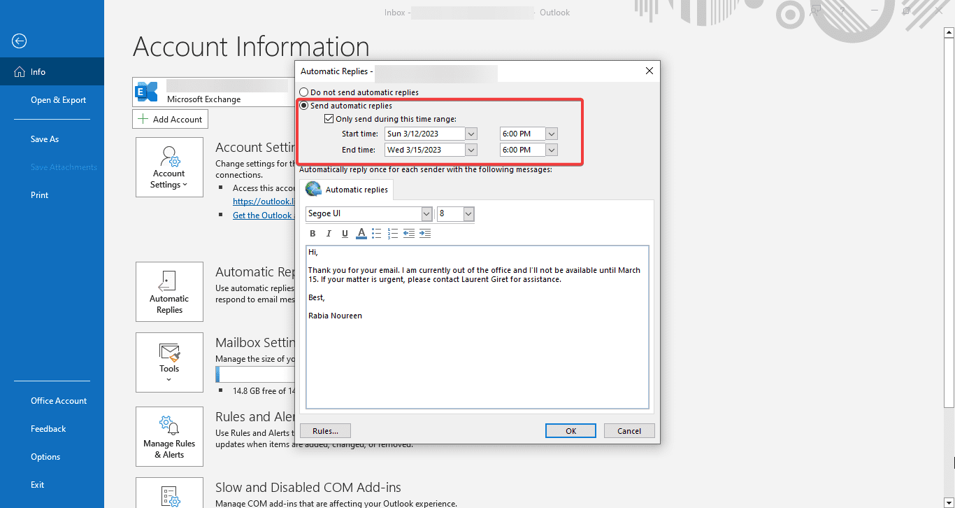 How to Set an Out Of Office Message in Microsoft Outlook | Petri